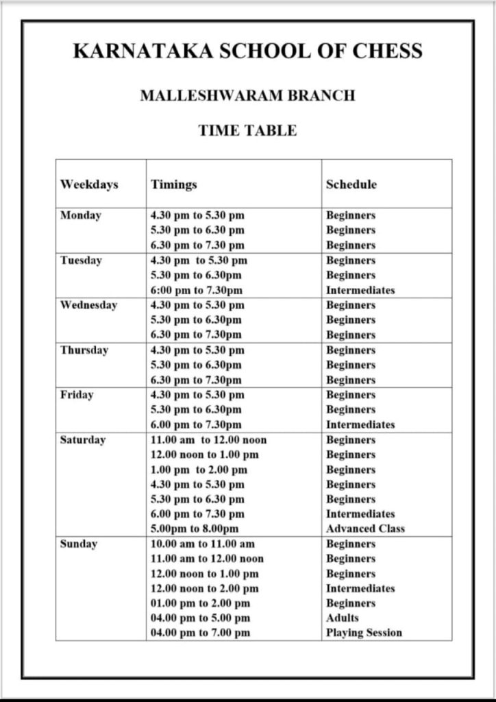 Malleshwaram | Karnataka Chess Academy
