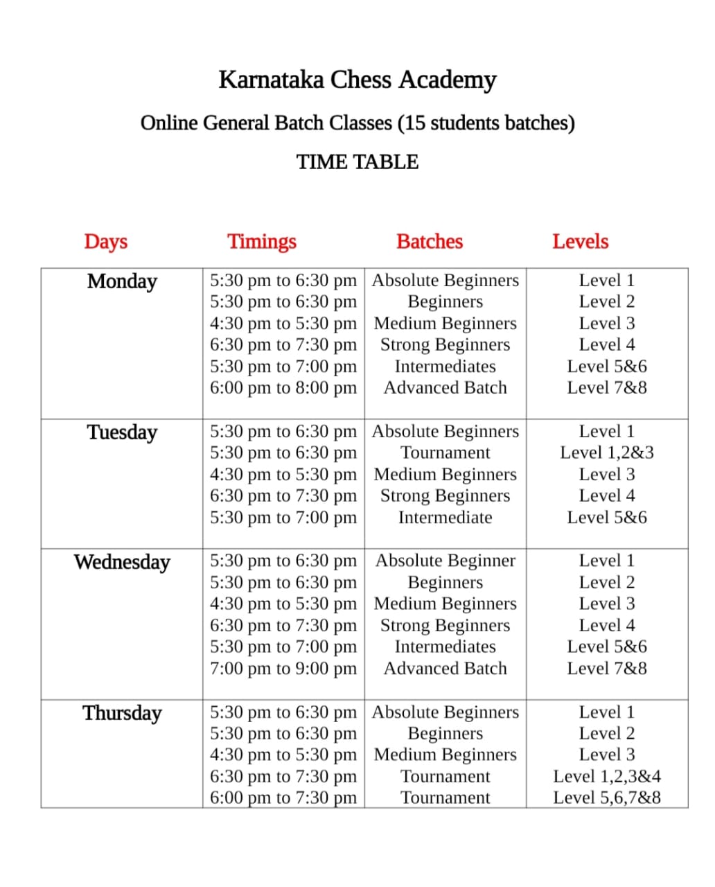 Online Group Coaching | Karnataka Chess Academy